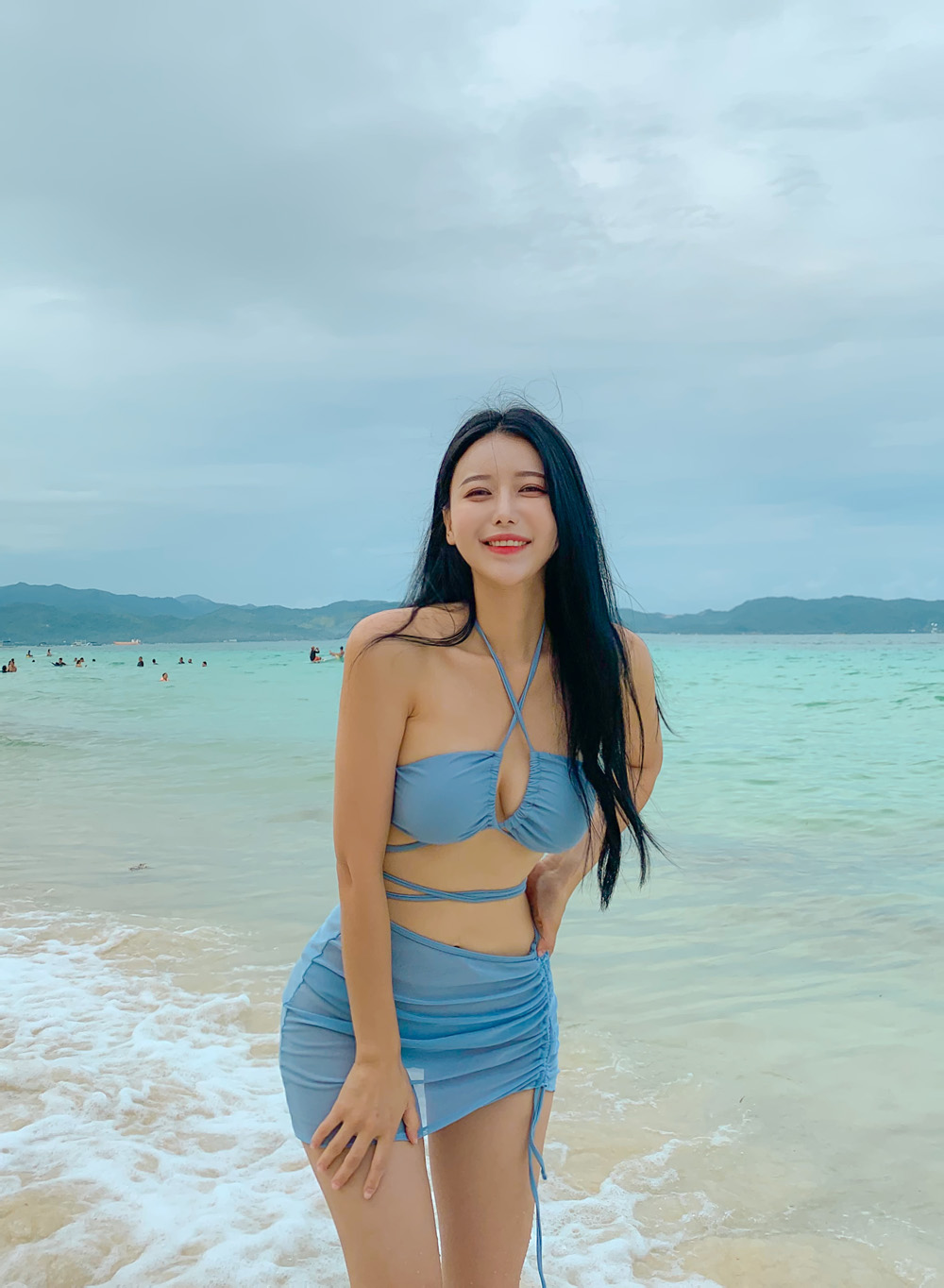 유니키니 섹시 스트랩X 비키니+시스루 스커트SET (3P)